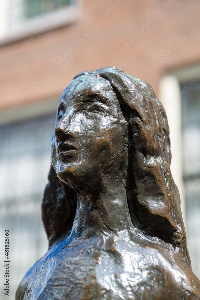 Statue of Anne Frank, a 15 year old Holocaust victim, famous for her ...