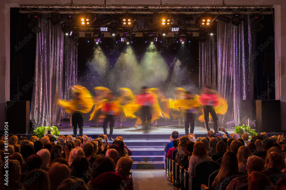 Texture blur and defocus, background for design. Stage light at a ...