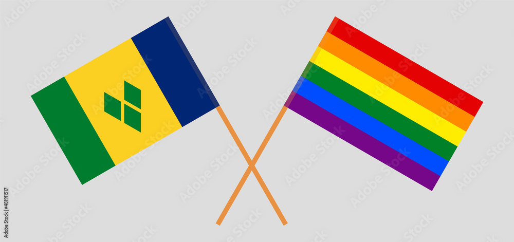 Crossed flags of Saint Vincent and the Grenadines and LGBTQ. Official ...