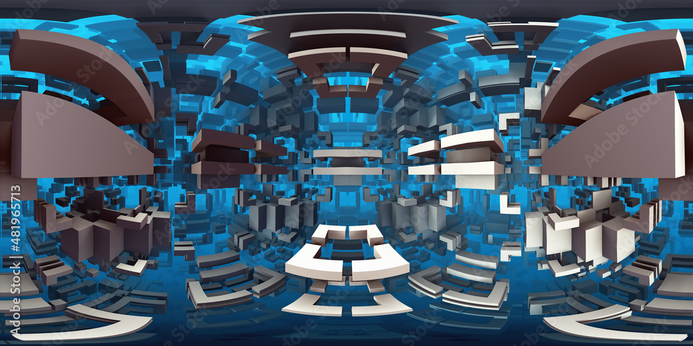 360 degree labyrinth, abstract maze background, equirectangular ...