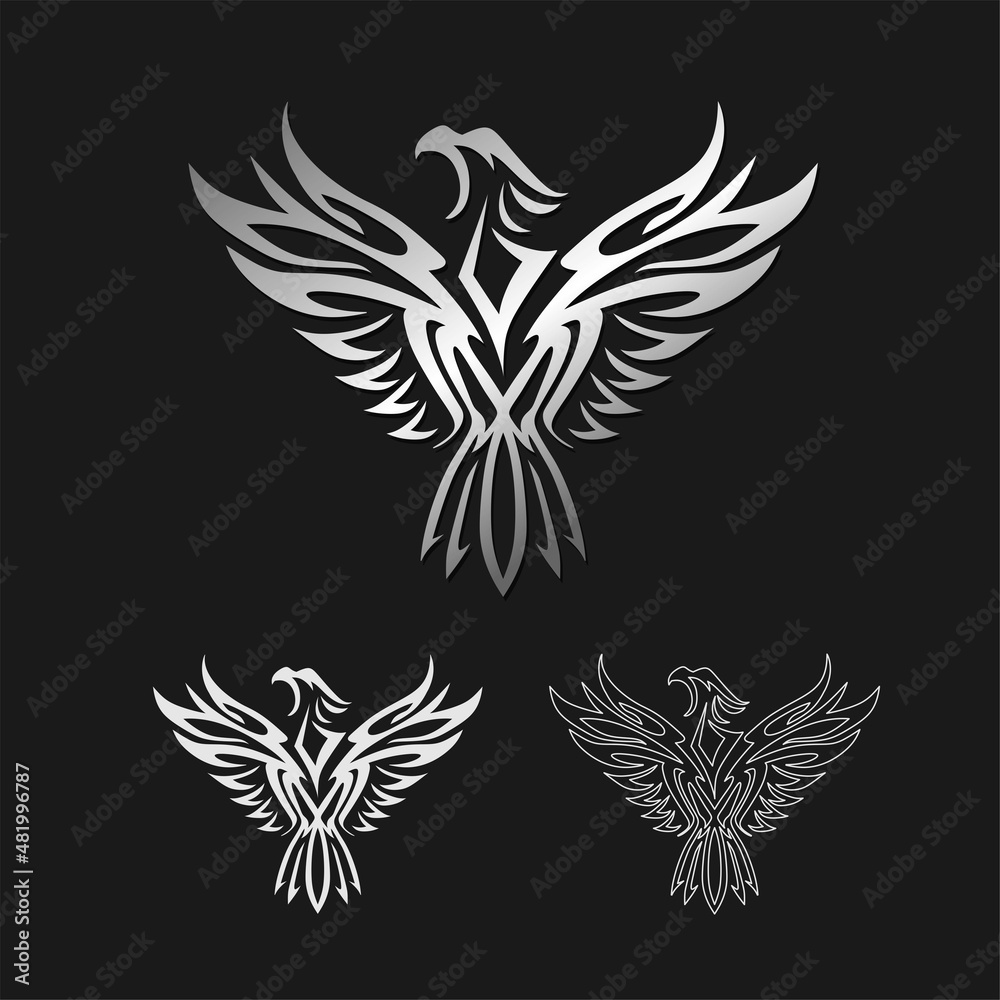 Emblem template with eagle in engraving style. Design elements for logo ...