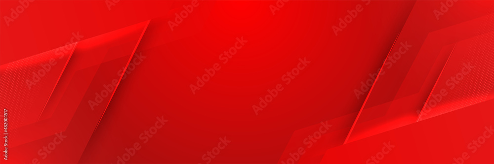Digital networking red wide banner design background. Abstract 3d ...