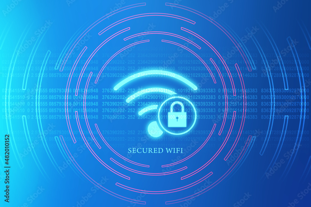 2d illustration WiFi symbol with lock Stock Illustration | Adobe Stock