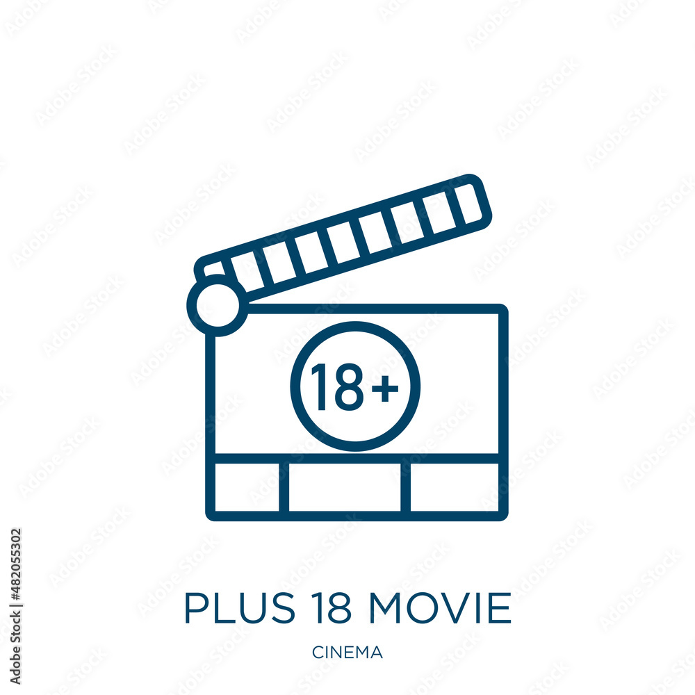 plus 18 movie icon from cinema collection. Thin linear plus 18 movie ...