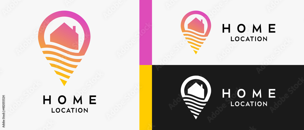 house location logo design template with house icon element concept in ...
