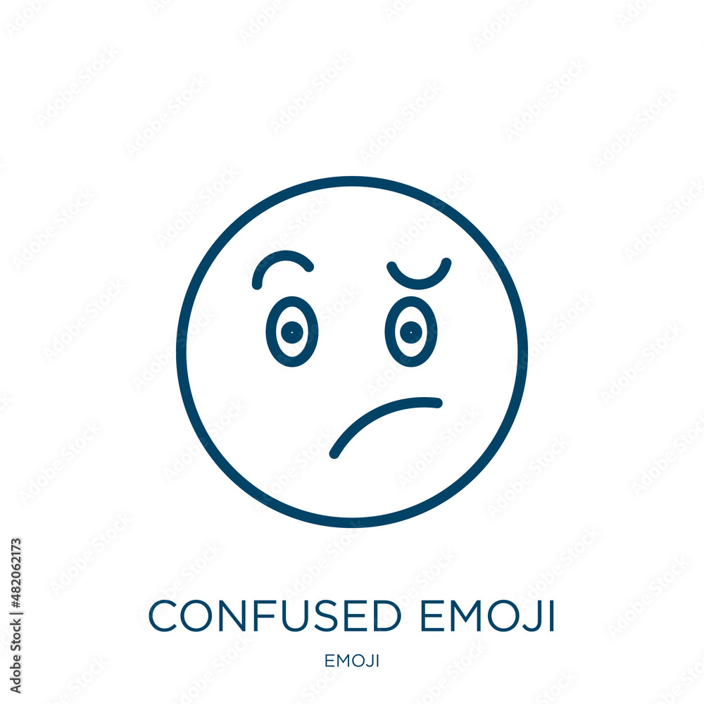 confused emoji icon from emoji collection. Thin linear confused emoji ...