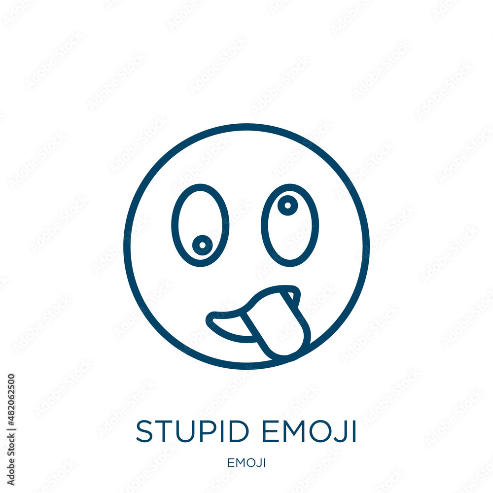 stupid emoji icon from emoji collection. Thin linear stupid emoji ...