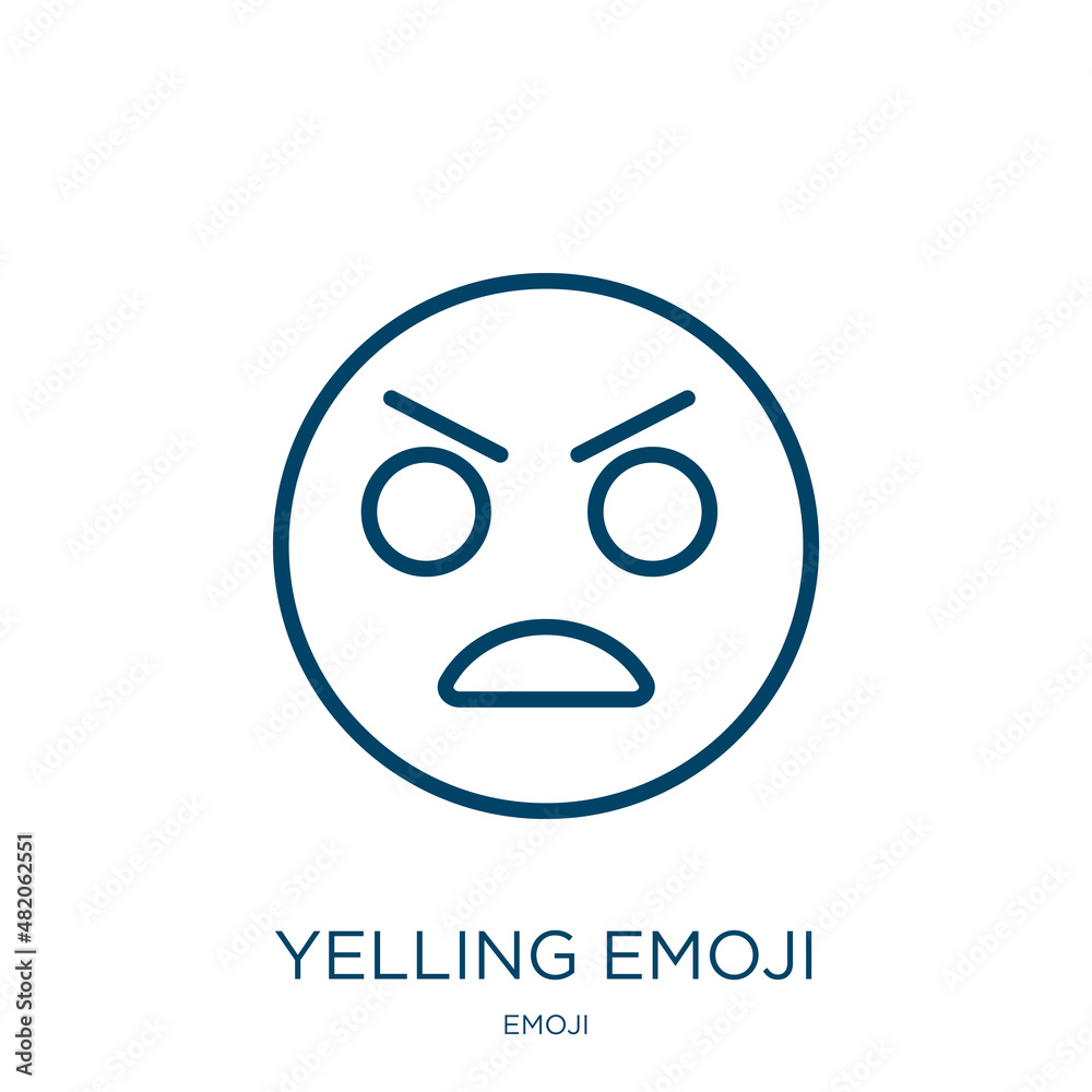 yelling emoji icon from emoji collection. Thin linear yelling emoji ...