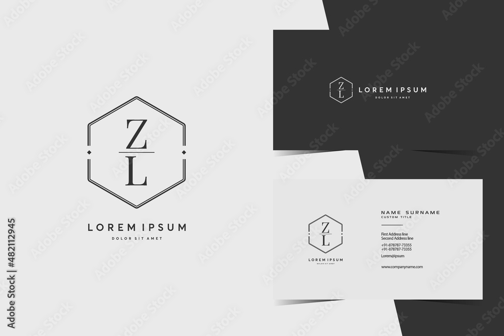 simple hexagon ZL monogram logo icon. Modern elegant minimalist design with professional ...