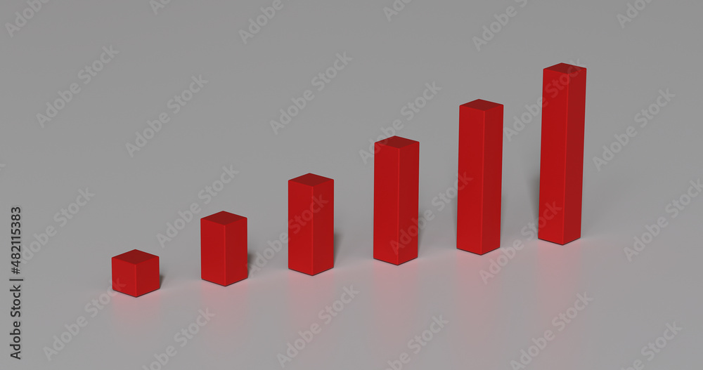 Red graph chart 3d illustration design element of business presentation ...