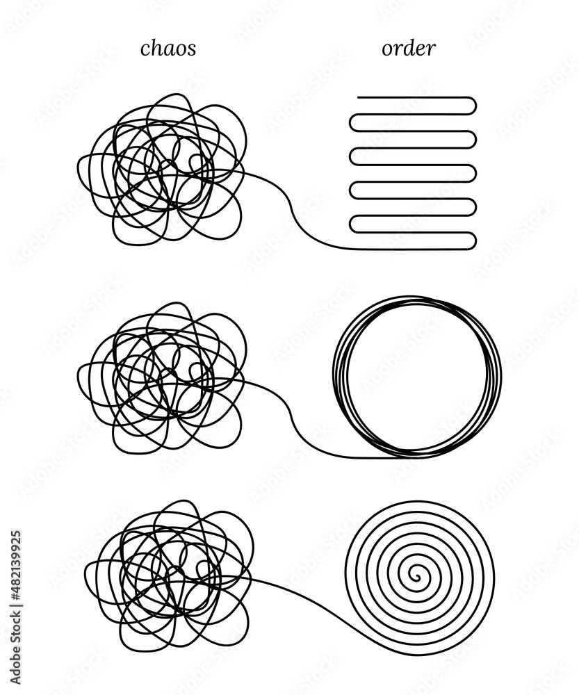 Chaos and order abstract minimalist concept, metaphor of disorganized ...