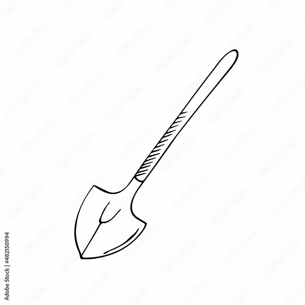 Vector hand drawn Shovel outline doodle icon. Shovel sketch ...