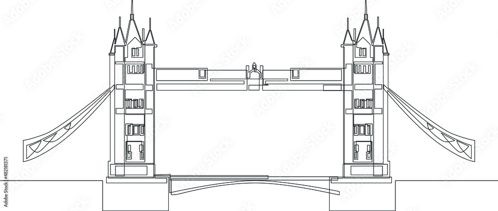 Simple line drawing of world miracle drawing of Tower Bridge ...