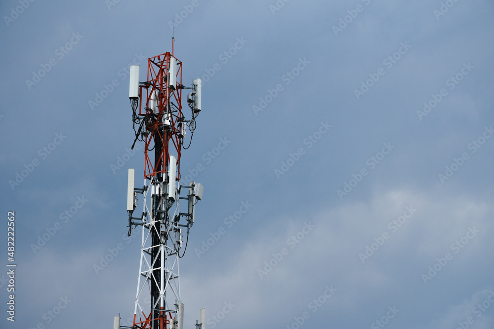 Telecommunication tower of 4G and 5G cellular. Antenna transmission ...