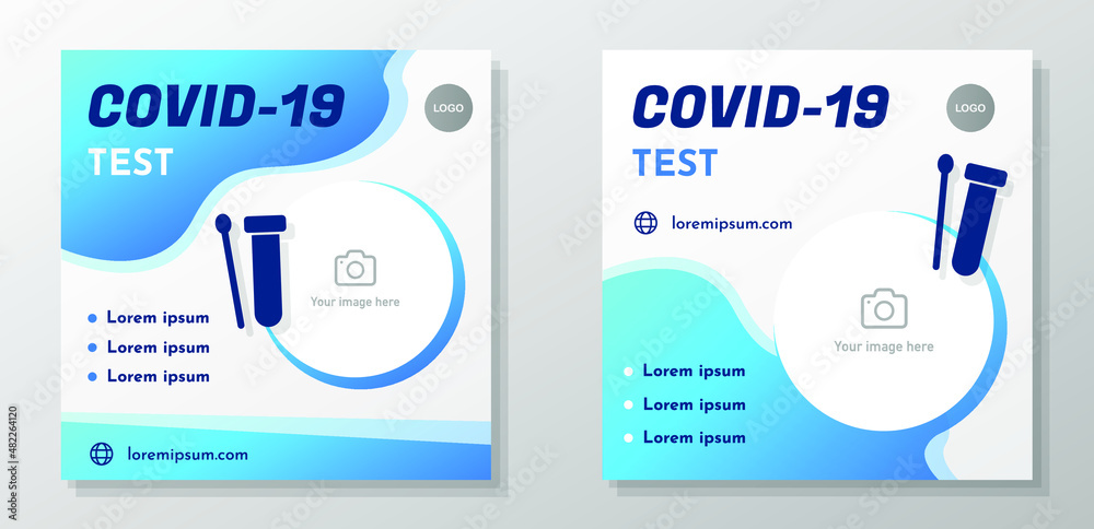 COVID-19 test social media post banner set, nasal PCR test ...