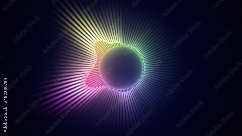 Loopable rainbow colored VJ motion graphics, audio vu meter spectrum ...