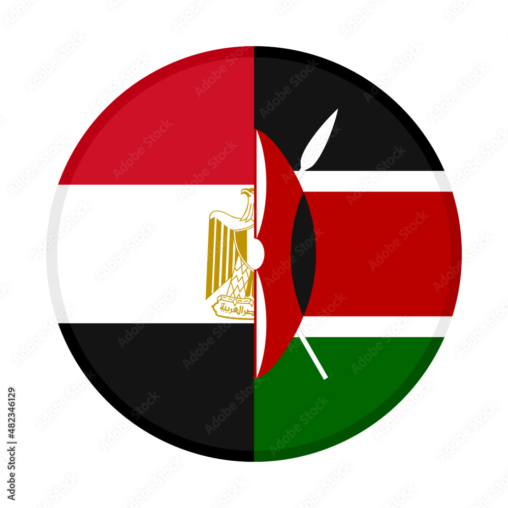 round icon with kenya and egypt flags. vector illustration isolated on ...