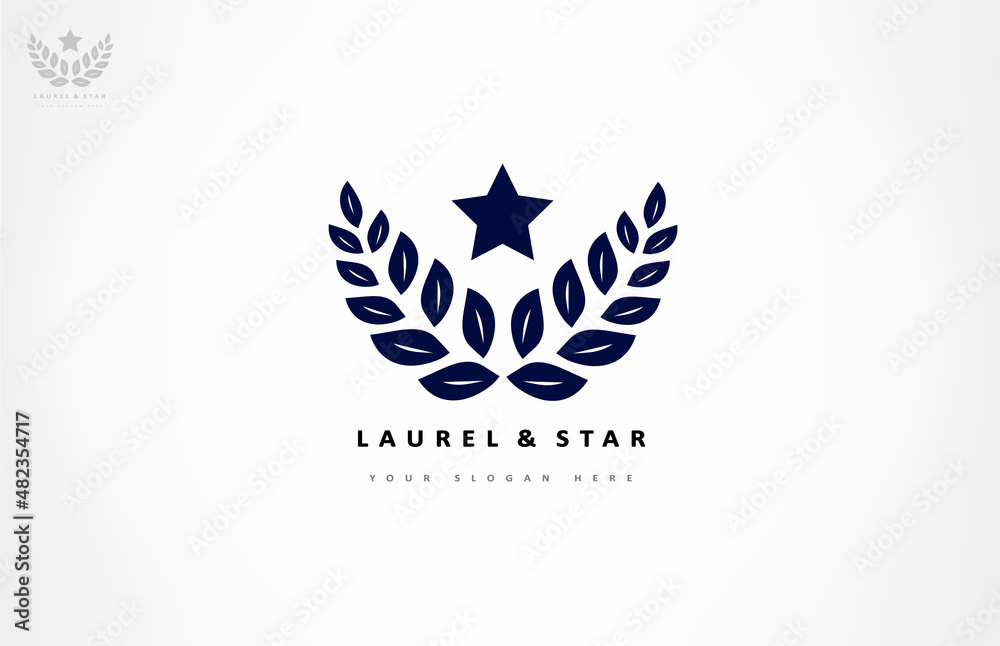 laurel branch and star logo vector Stock Vector | Adobe Stock