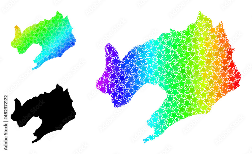 Spectral gradient star mosaic map of Liaoning Province. Vector colored ...
