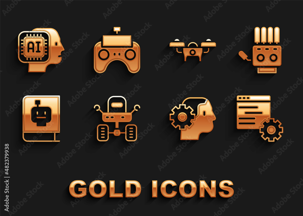 Set Mars rover, Mechanical robot hand, Computer api interface, Humanoid ...