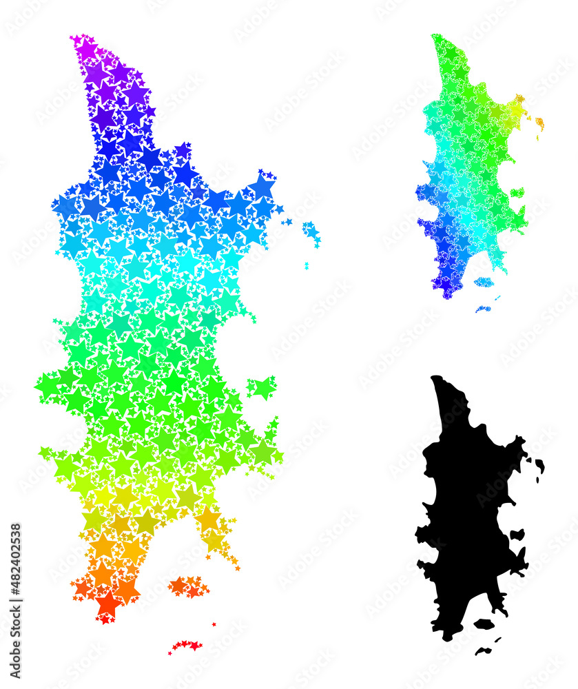 เวกเตอร์ Stock Spectral gradiented star mosaic map of Phuket. Vector ...
