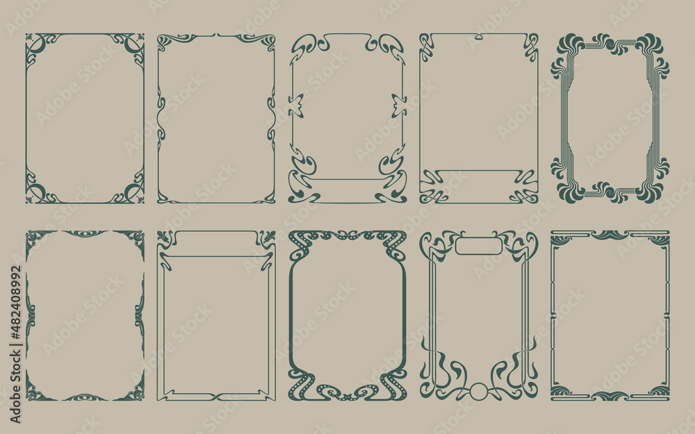 Art Nouveau Frames, 1900s - 1920s Style Decorative Ornate Borders ...