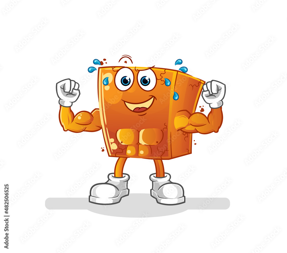 brick muscular cartoon. cartoon mascot vector Stock Vector | Adobe Stock