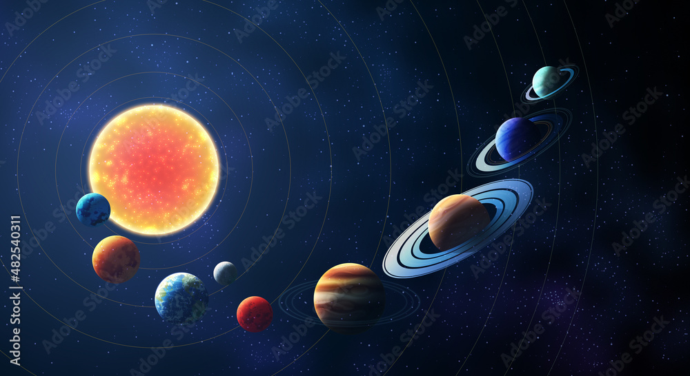 Solar system planets pictograms vector illustration spiral arrangement ...