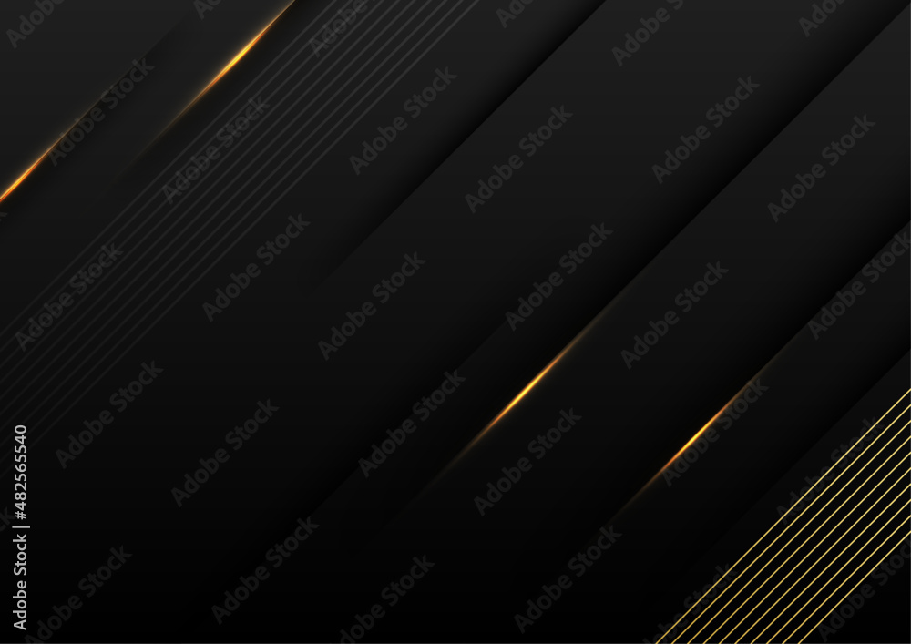 Abstract black and gold lines background with light effect Stock Vector ...