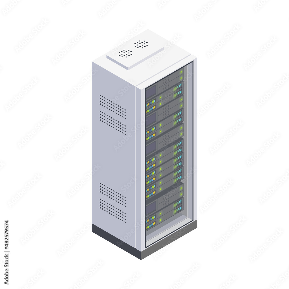 Isometric Server Rack 素材庫向量圖 | Adobe Stock