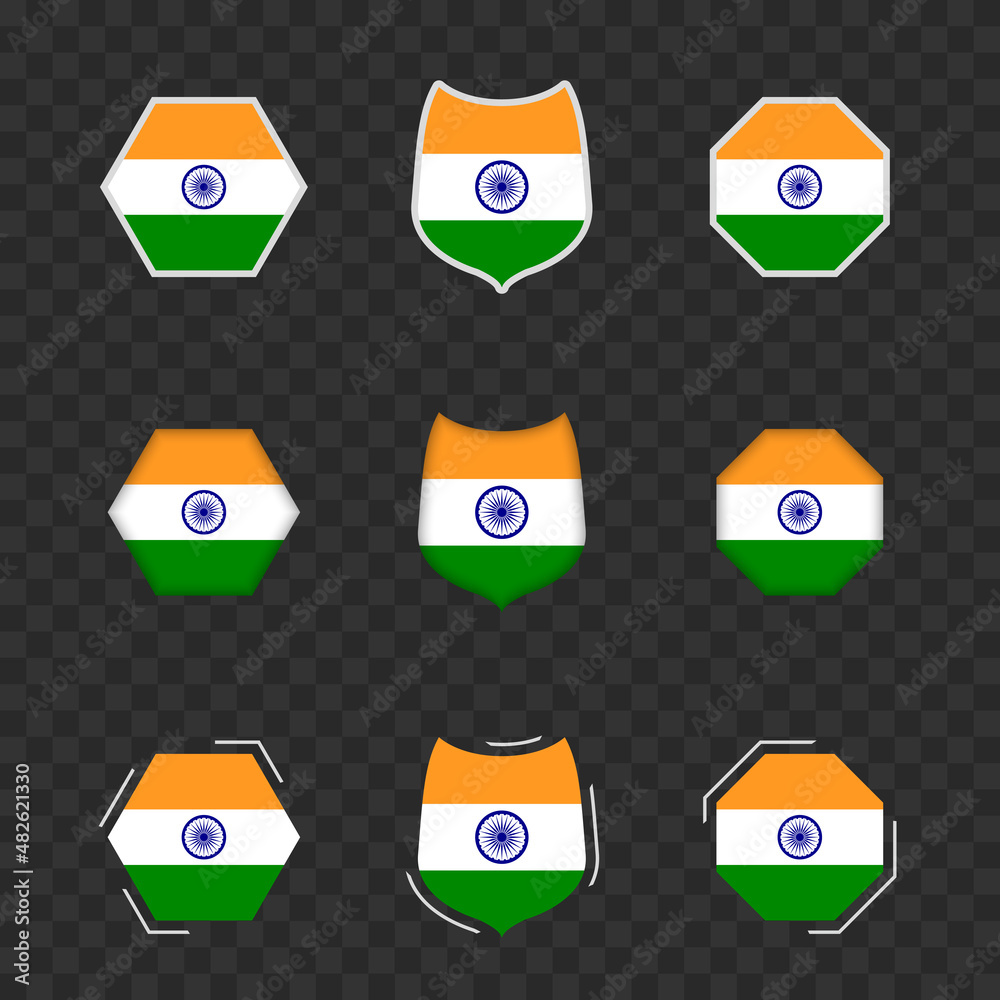 National symbols of India on a dark transparent background, vector ...