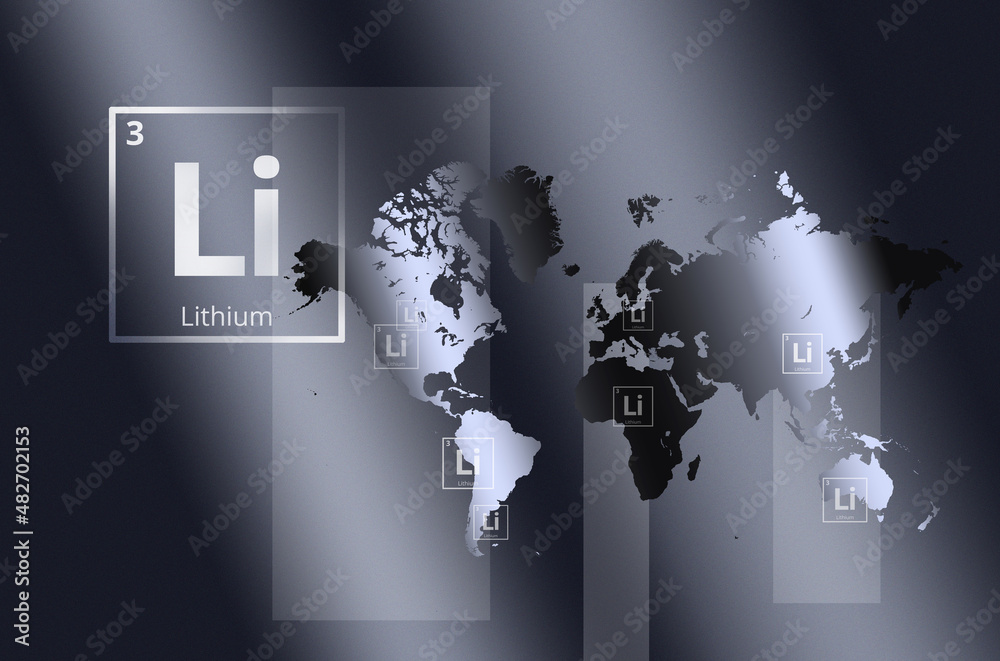 World map showing lithium mining locations on gray background Stock ...