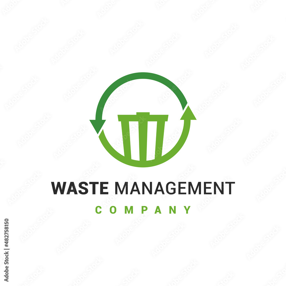 Waste management logo design vector. Logo combination of dustbin with ...