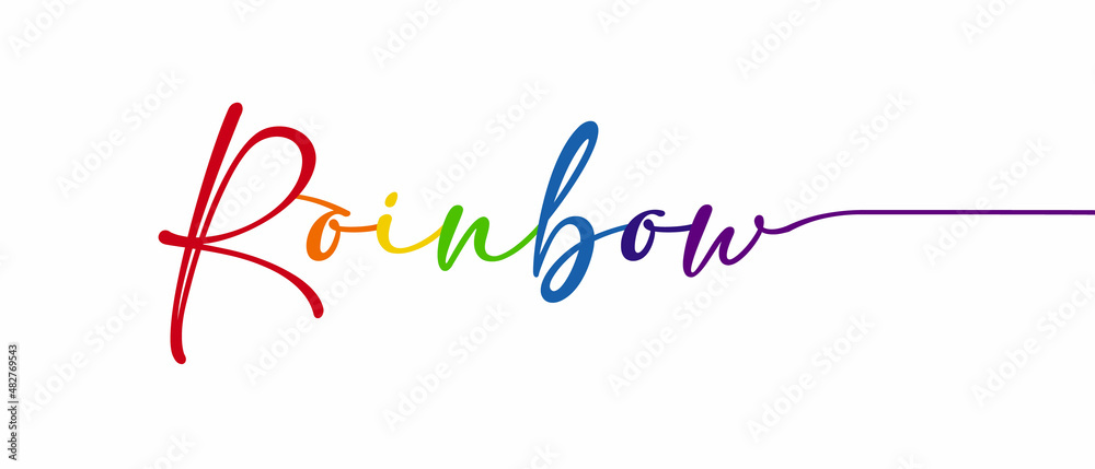 RAINBOW - Continuous one line calligraphy with Single word quotes ...