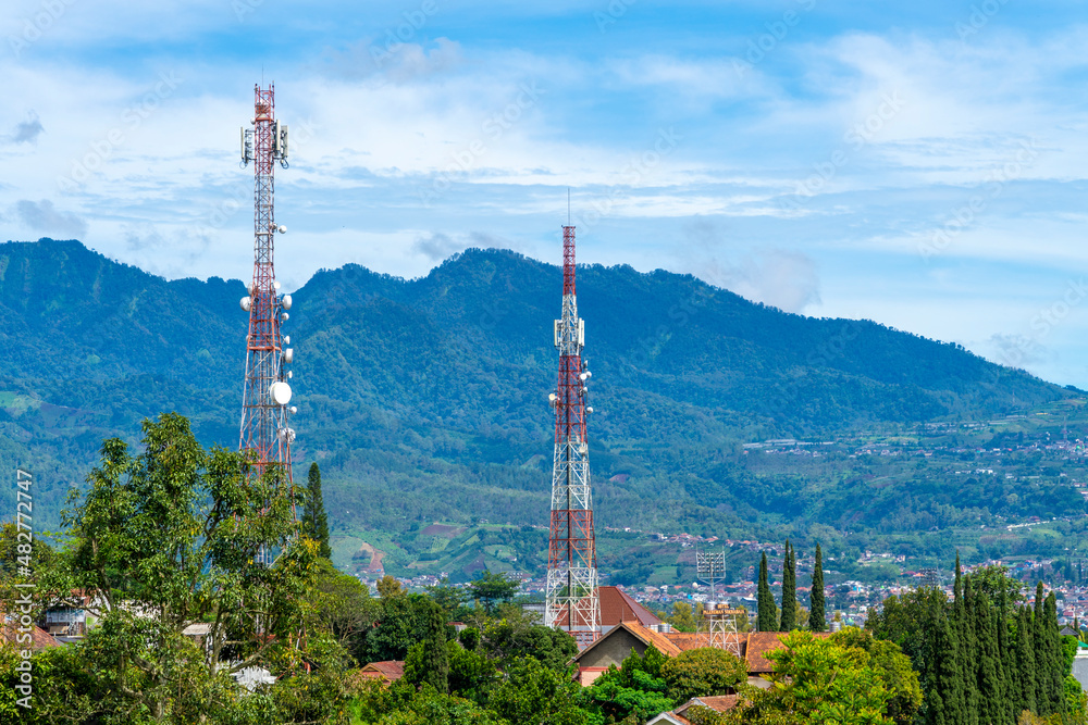 Base Transceiver Station (BTS) tower of cellular communication in Batu ...