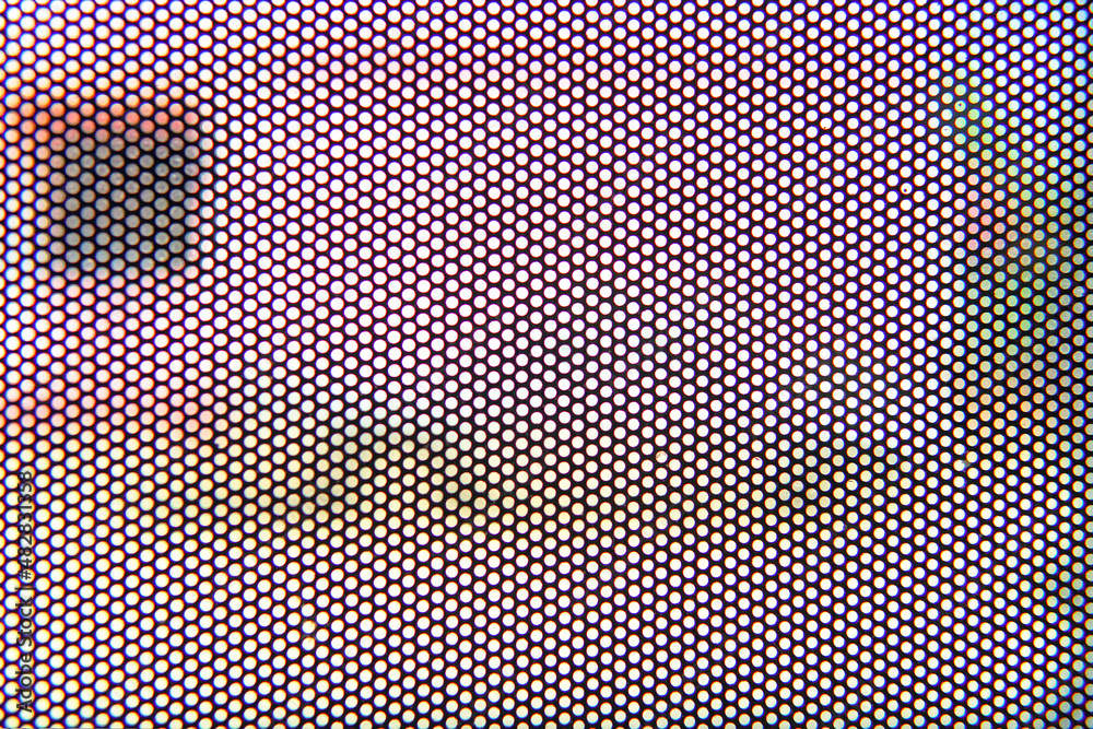 Glass, metal grid , mesh background, Sticker see through on the door ...