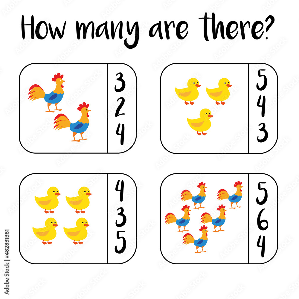 Counting educational math children game, kids activity worksheet. How ...