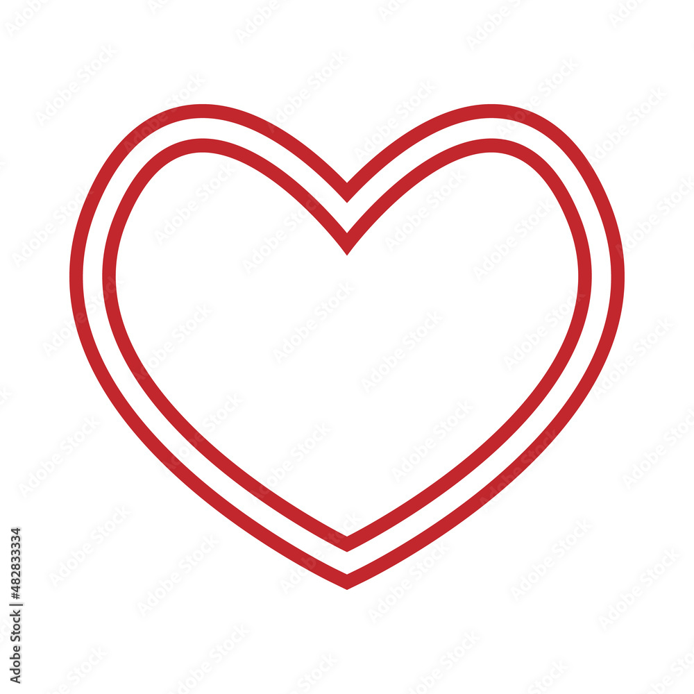 Double red outline heart icon. Ideal love symbol. Valentine's Day sign ...