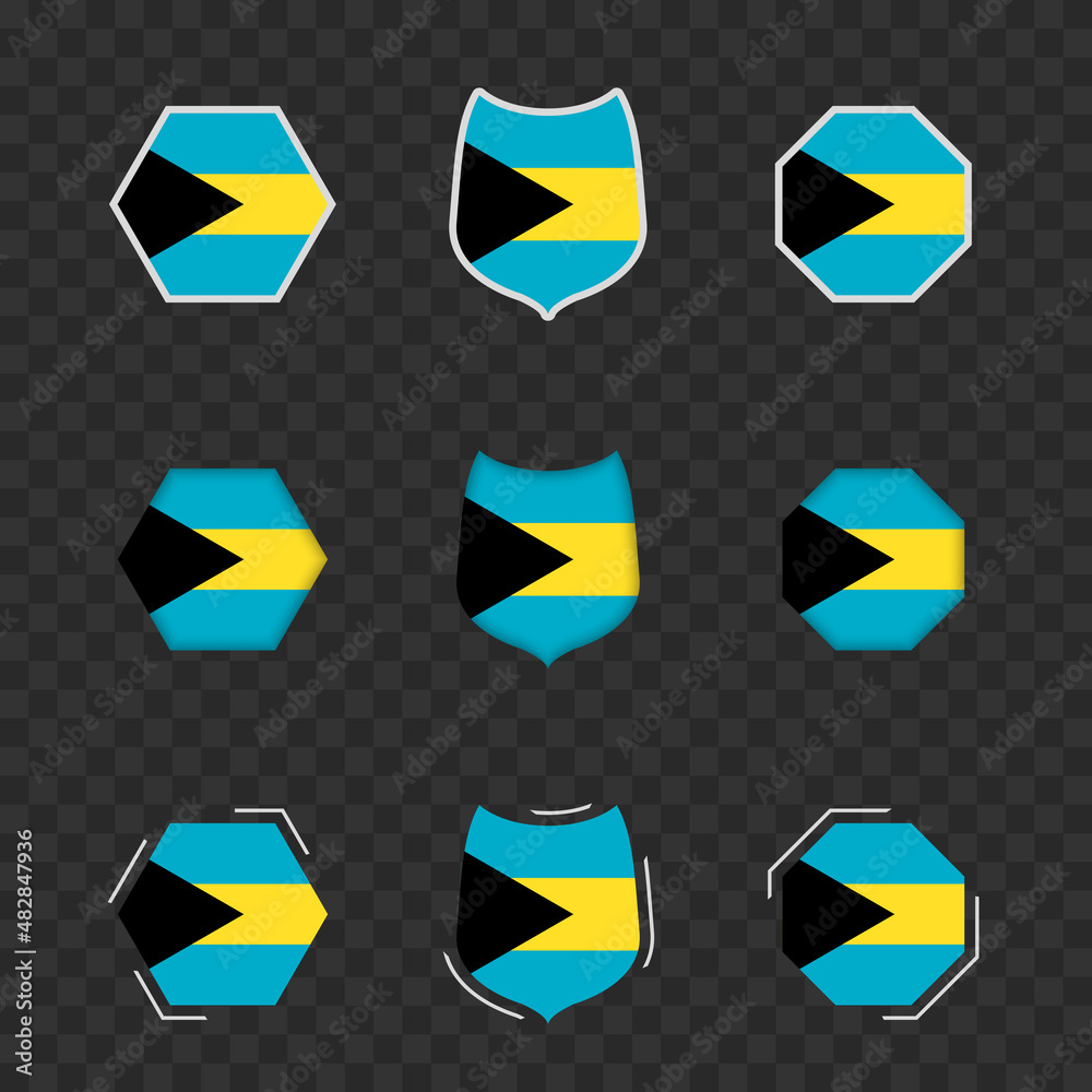 National symbols of The Bahamas on a dark transparent background ...