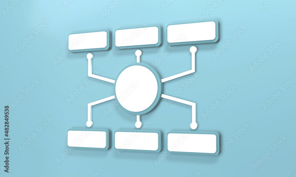 Infographics design template. Six components of one on light blue ...