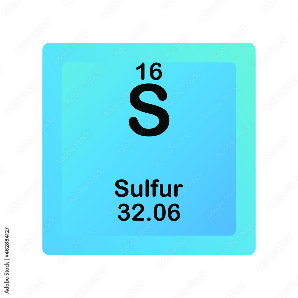 Sulfur S Chemical Element vector illustration diagram, with atomic ...