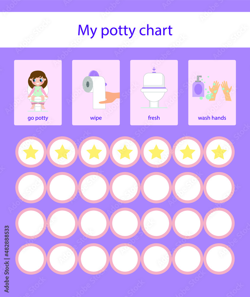 Girl Potty Chart. Potty Training Chart. Potty Reward Chart. Daily ...