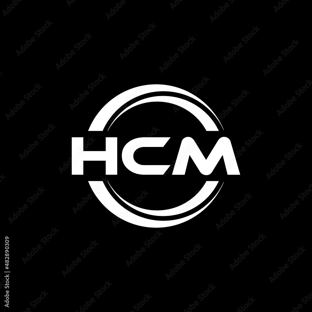 HCM letter logo design with black background in illustrator, vector ...