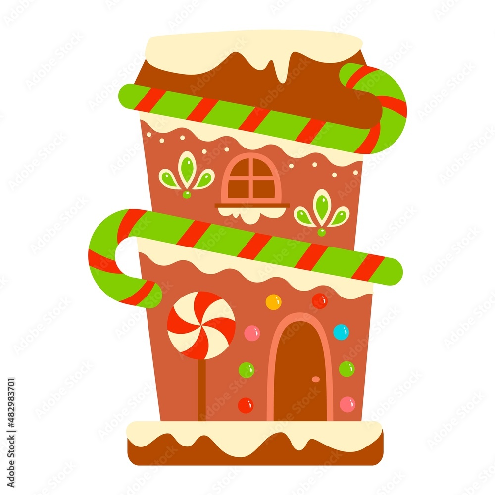Christmas cartoons clip art. Gingerbread house clipart illustration ...