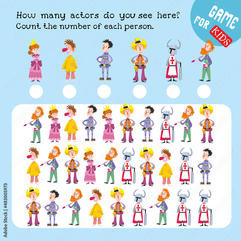 How many actors do you see here. Count the number of each person. Game ...