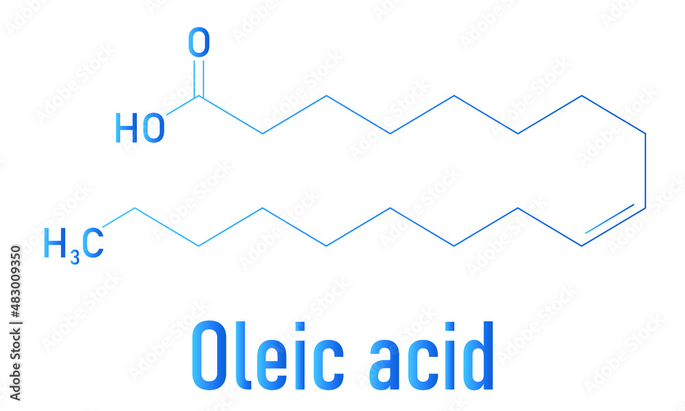 Oleic acid or omega-9, cis, fatty acid. Common in animal fats and ...