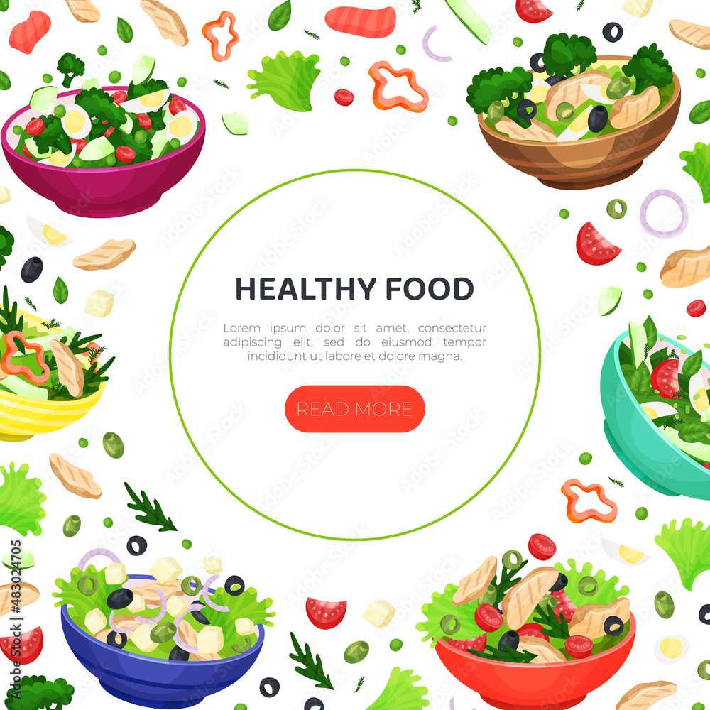 Healthy food web banner. Restaurant menu, tasty organic natural meal ...