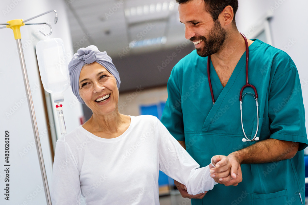 Woman with cancer during chemotherapy recovering from illness in ...