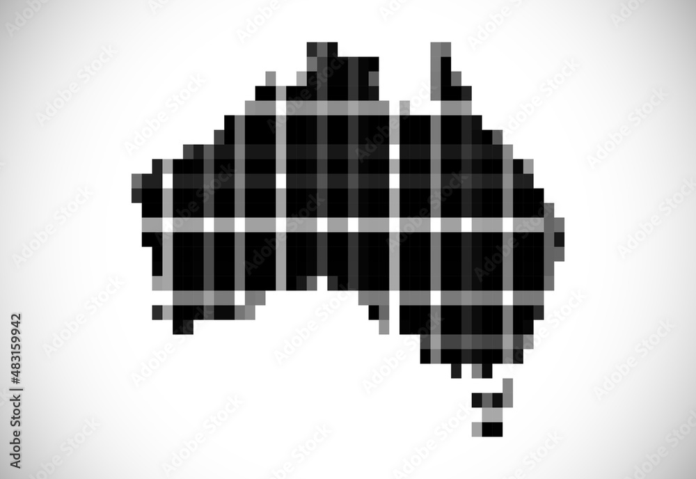 Pixel map of Australia. The dotted map is on white background. Vector ...