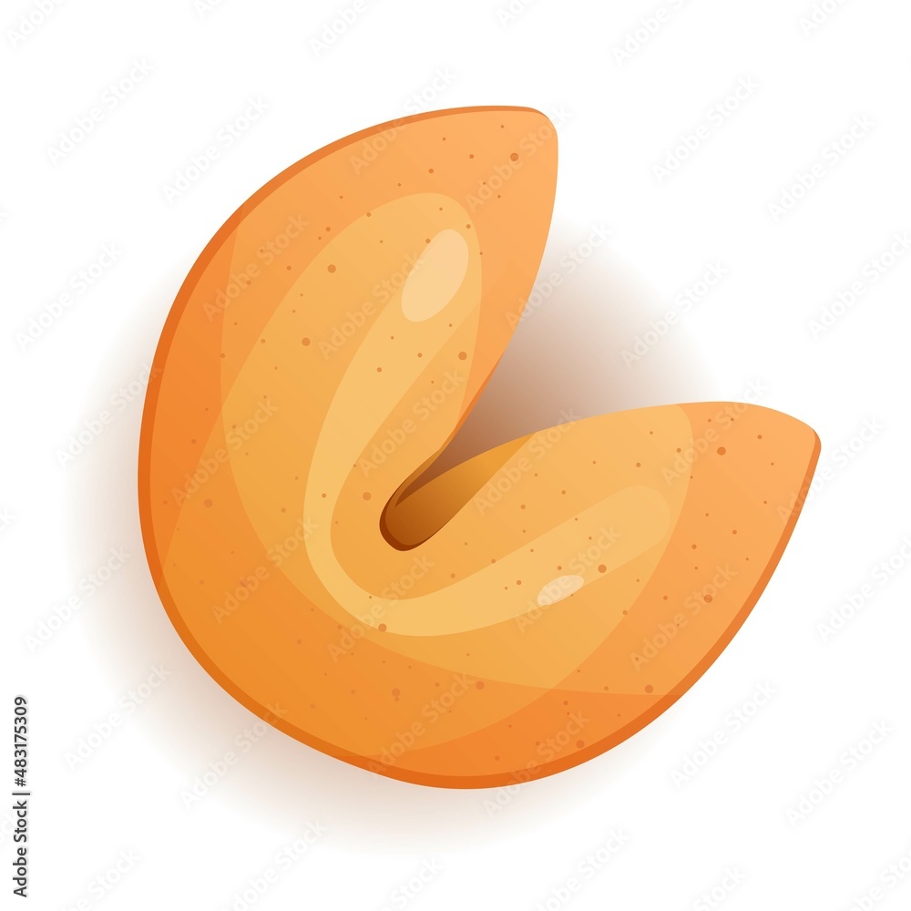 Chinese fortune cookies flat food vector cartoon set on white ...